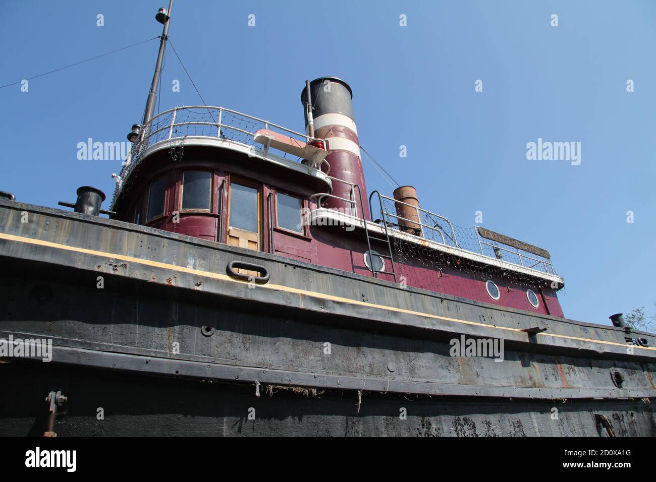 Tug boat Display at Kingston maritime museum shown from low angle ...