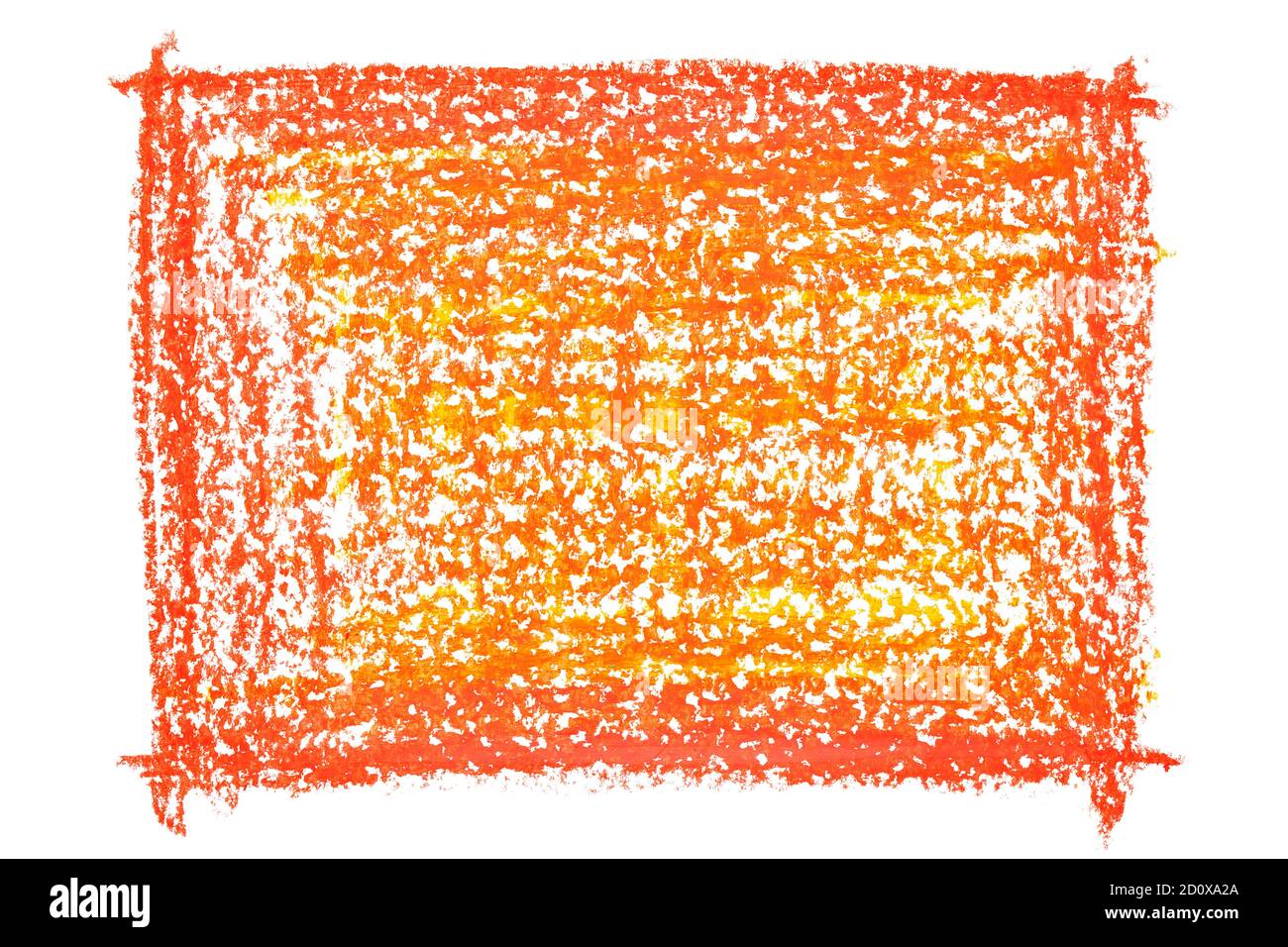 Red crayon rectangle by strokes isolated on the white background. Hand ...