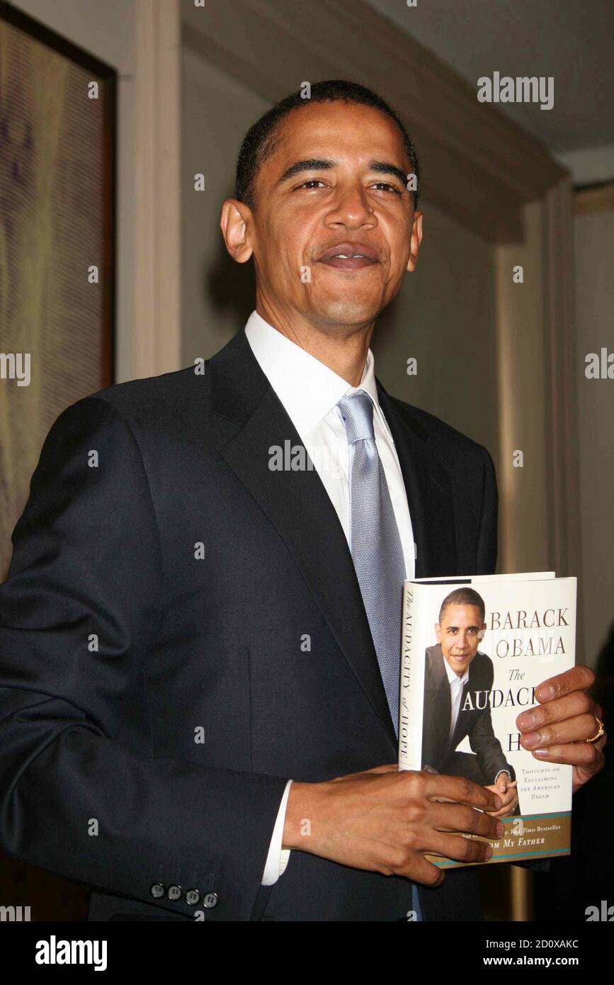 Barack Obama signing his new book "The Audacity of Hope" at Barnes and ...