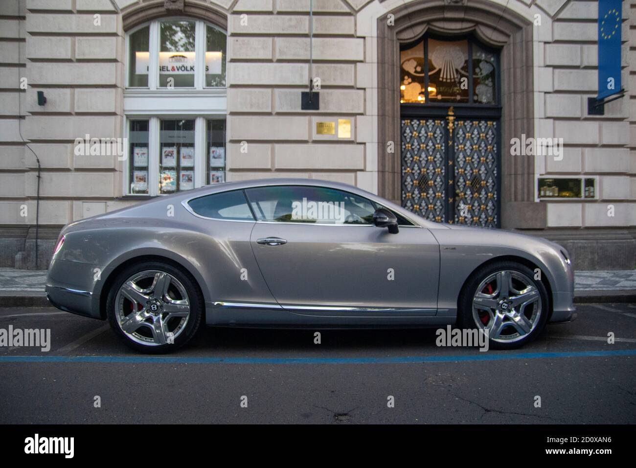 Bentley Continental GT parked in the center of Prague in the color ...