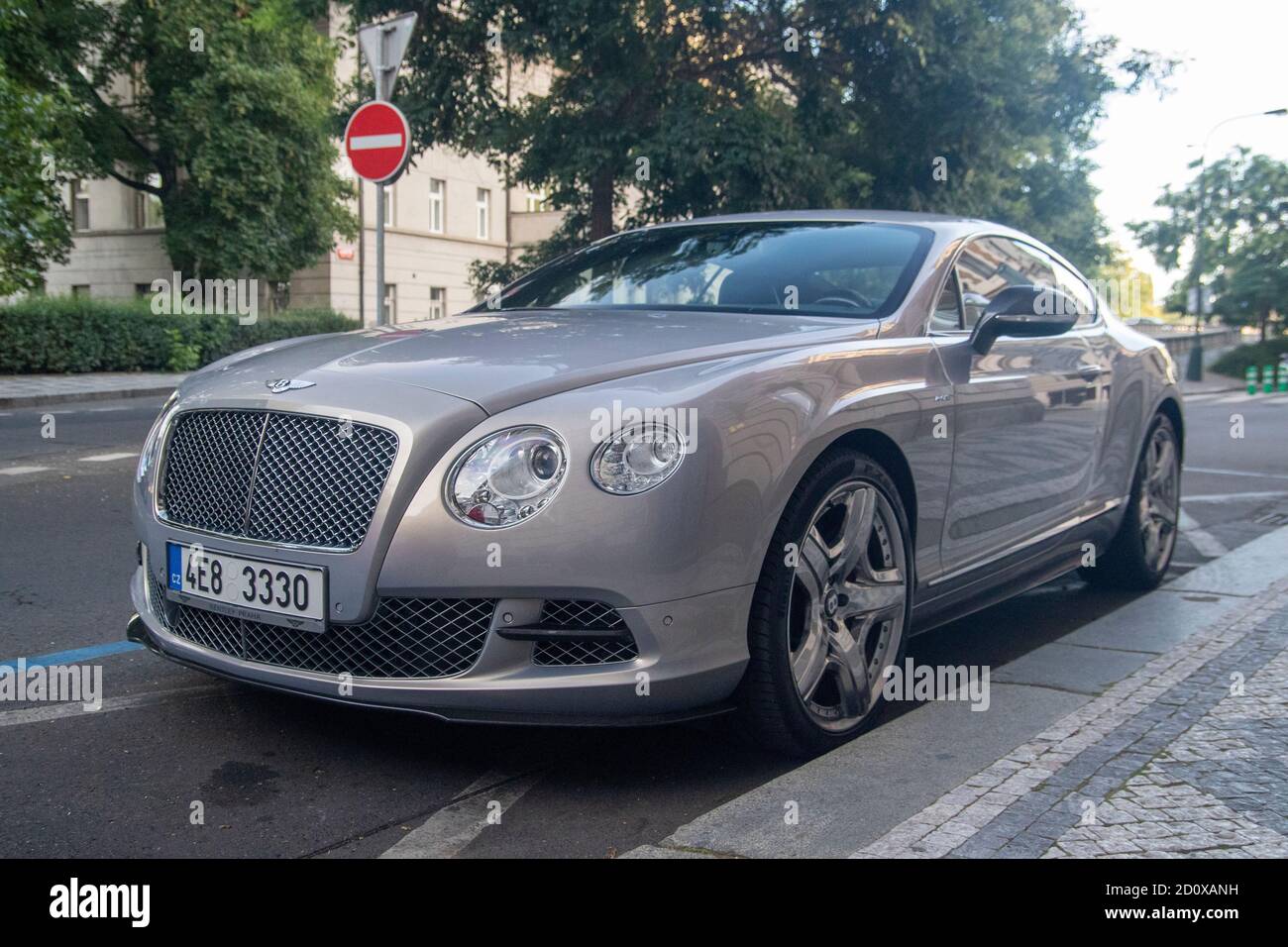 Bentley Continental GT parked in the center of Prague in the color ...