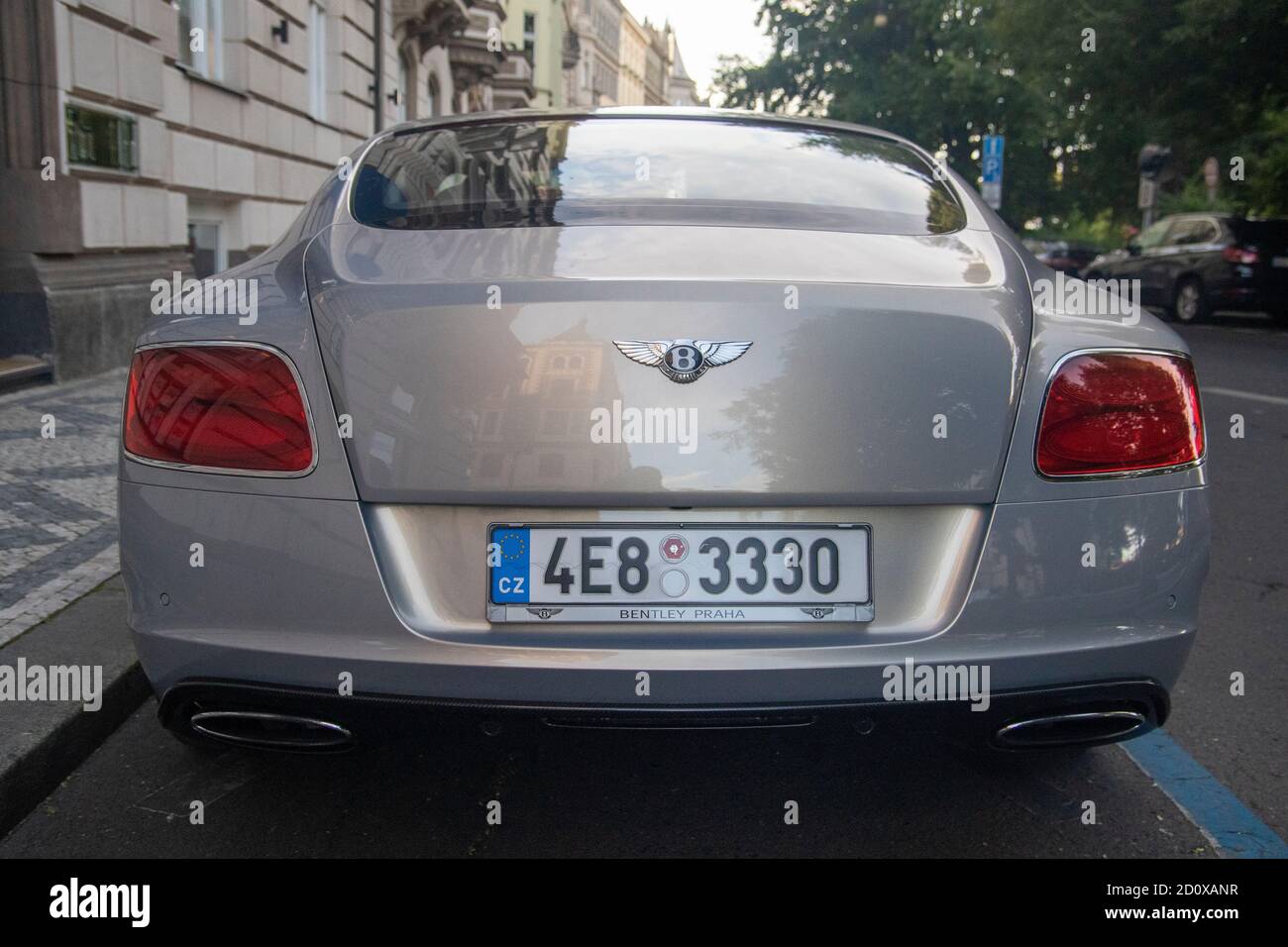 Bentley Continental GT parked in the center of Prague in the color ...