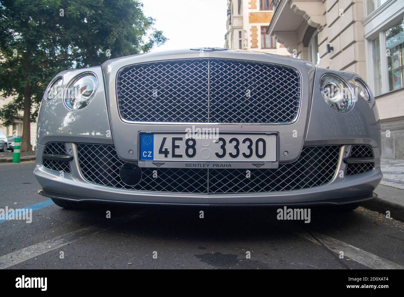 Bentley Continental GT parked in the center of Prague in the color ...