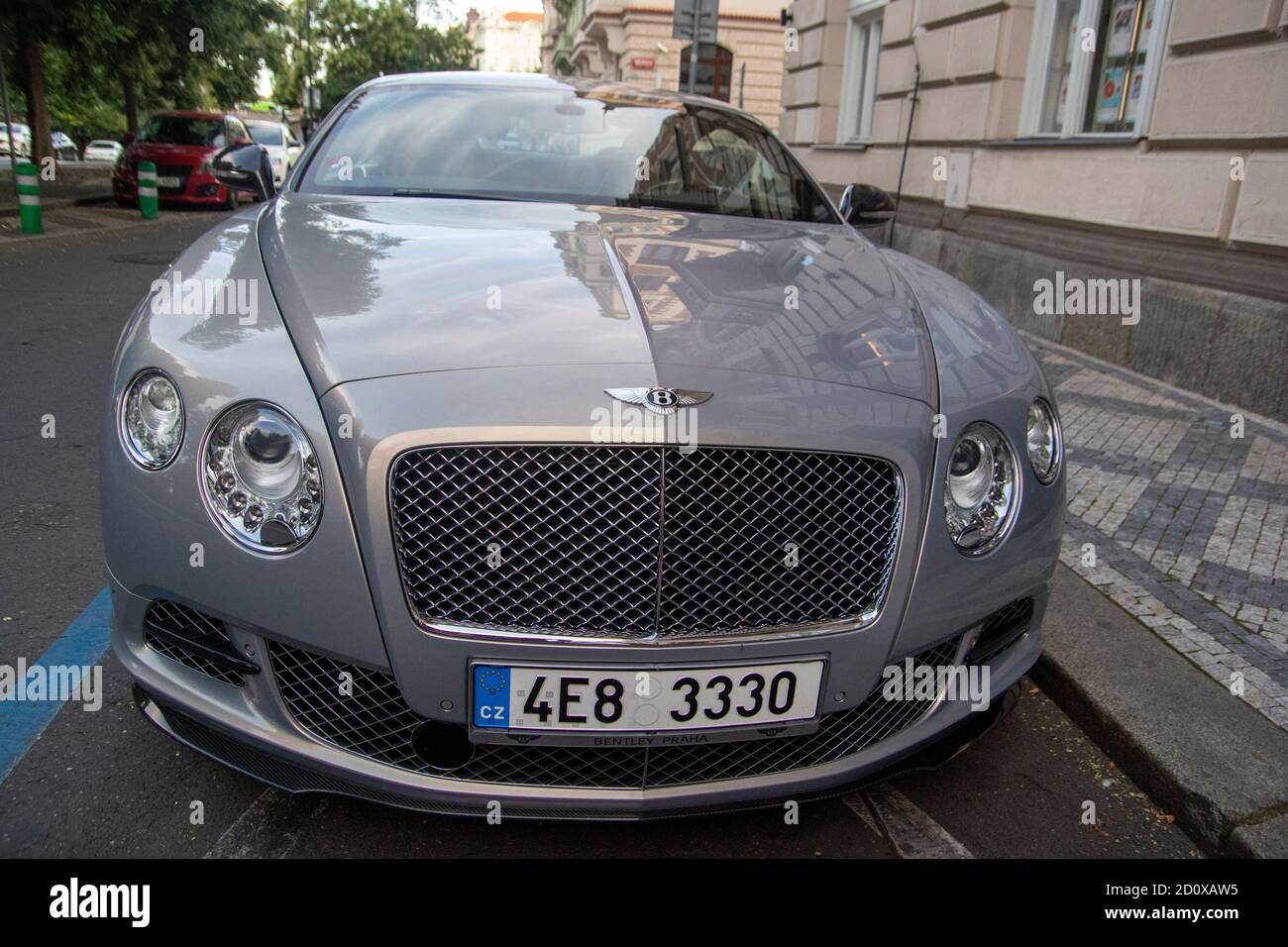 Bentley Continental GT parked in the center of Prague in the color ...