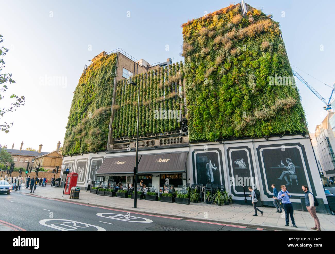 Green building with green walls London Stock Photo - Alamy