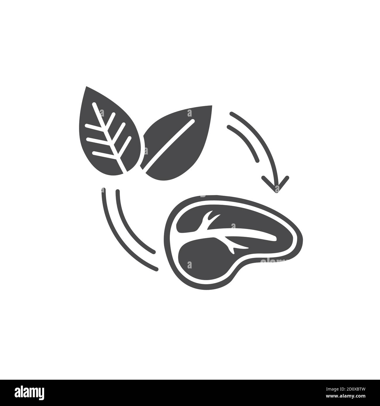 Plant-Based Meat black glyph icon. Meat made from plants. Designed and ...
