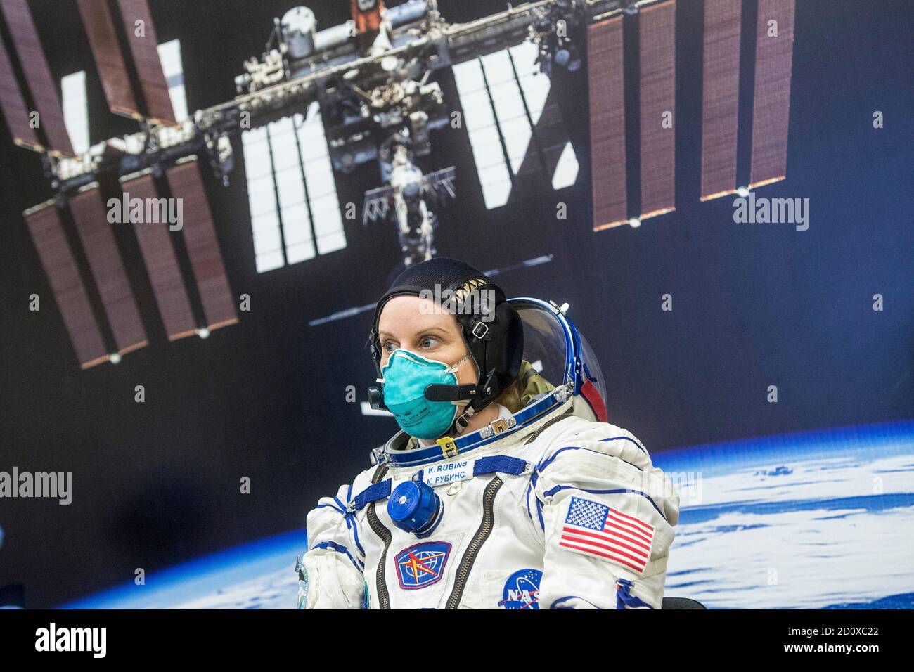 Expedition 64 NASA astronaut Kate Rubins during the Sokol suit pressure ...