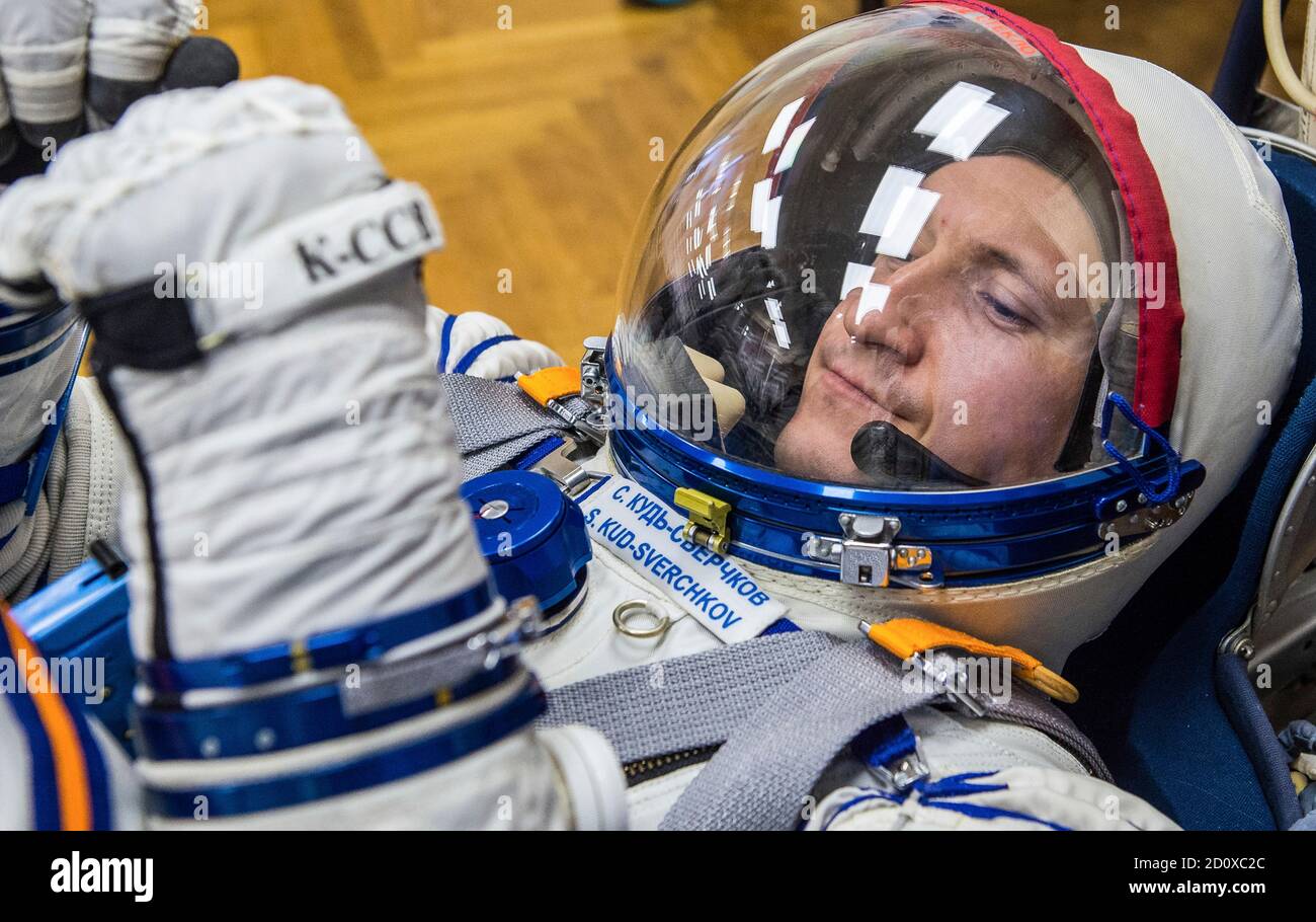 Expedition 64 Russian cosmonaut Sergey Kud-Sverchkov during the Sokol ...