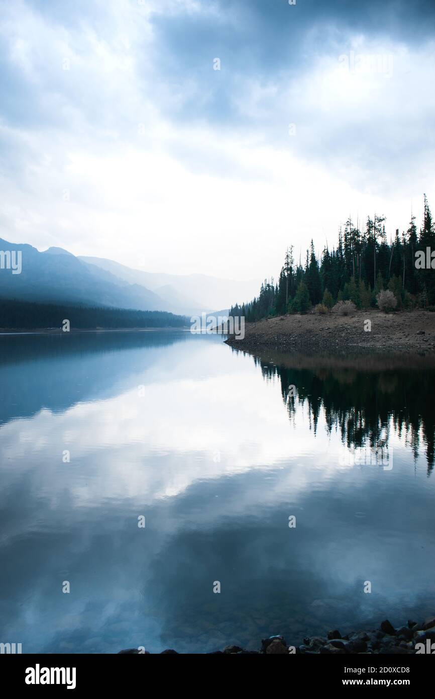 Mirror water at Hyalite Reservoir in Montana Stock Photo - Alamy Mirror water at Hyalite Reservoir in Montana Stock Photo - Alamy