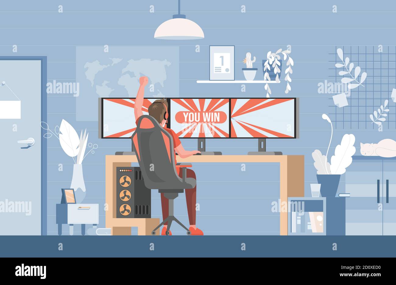 Young man headphones in gaming Stock Vector Images - Alamy