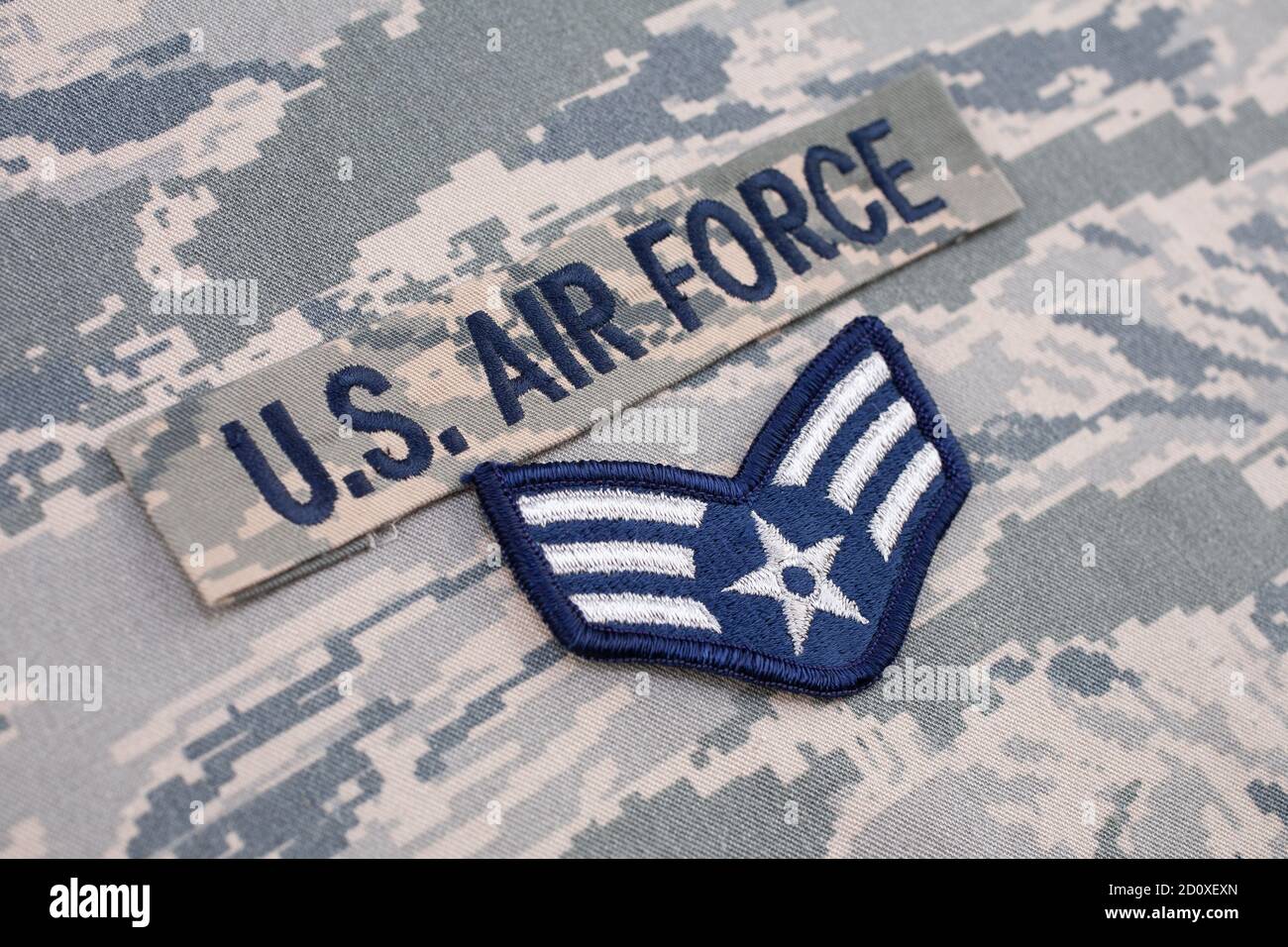 August 31, 2020. US AIR FORCE branch tape and Senior Airman rank patch ...