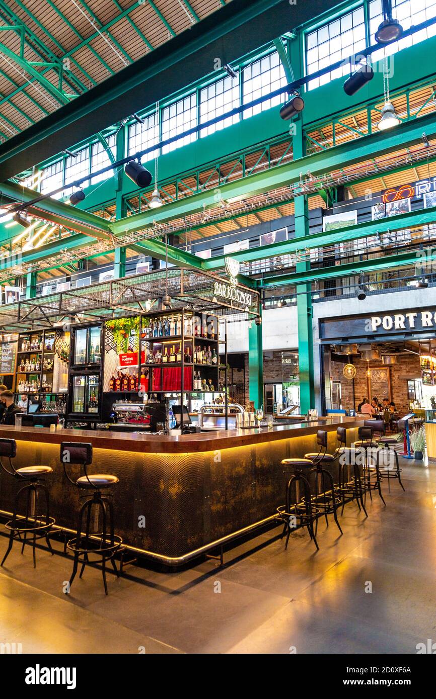 Interior of Hala Koszyki food hall, Warsaw, Poland Stock Photo - Alamy