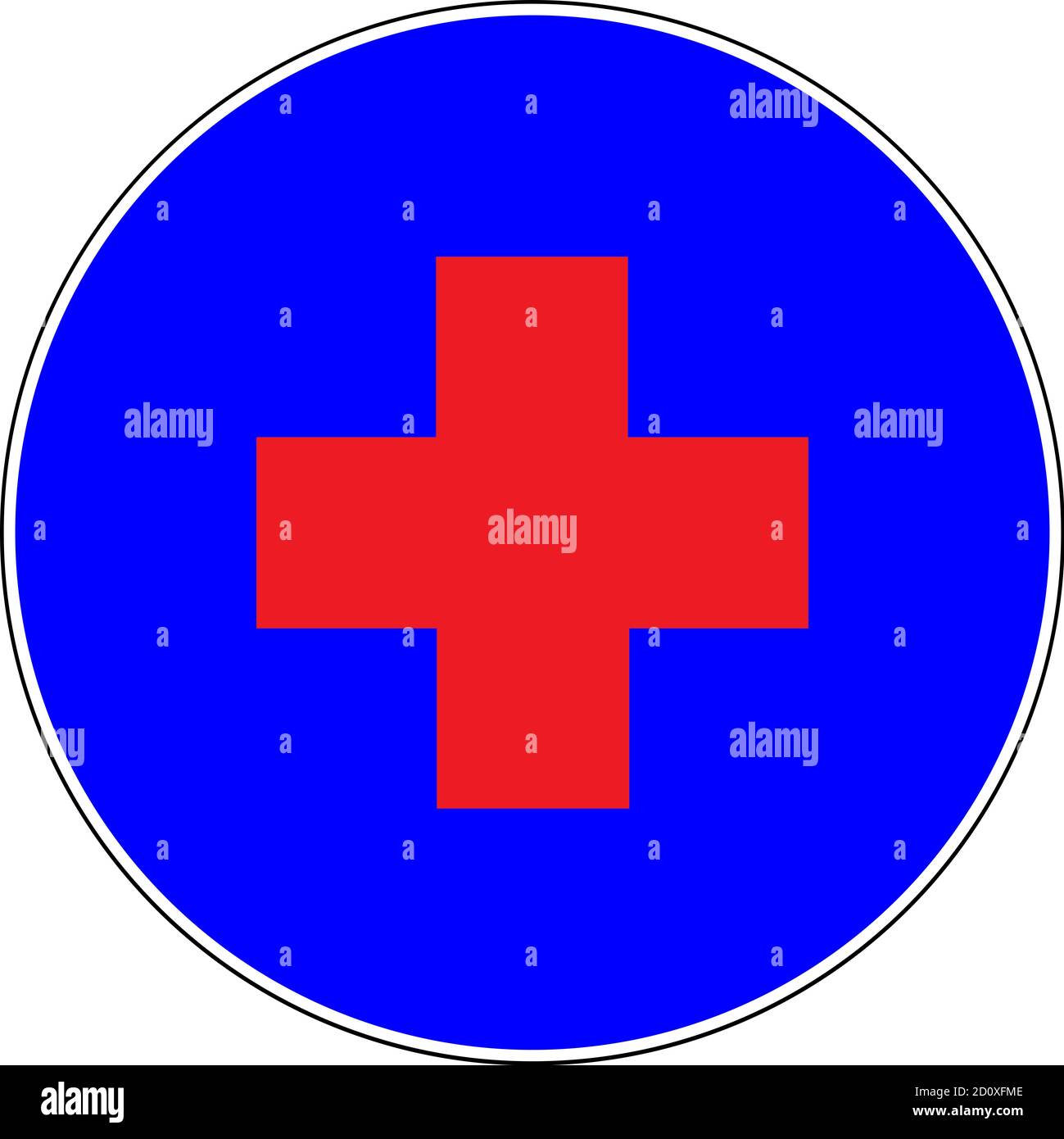 First aid available blue sign with red cross Stock Photo - Alamy