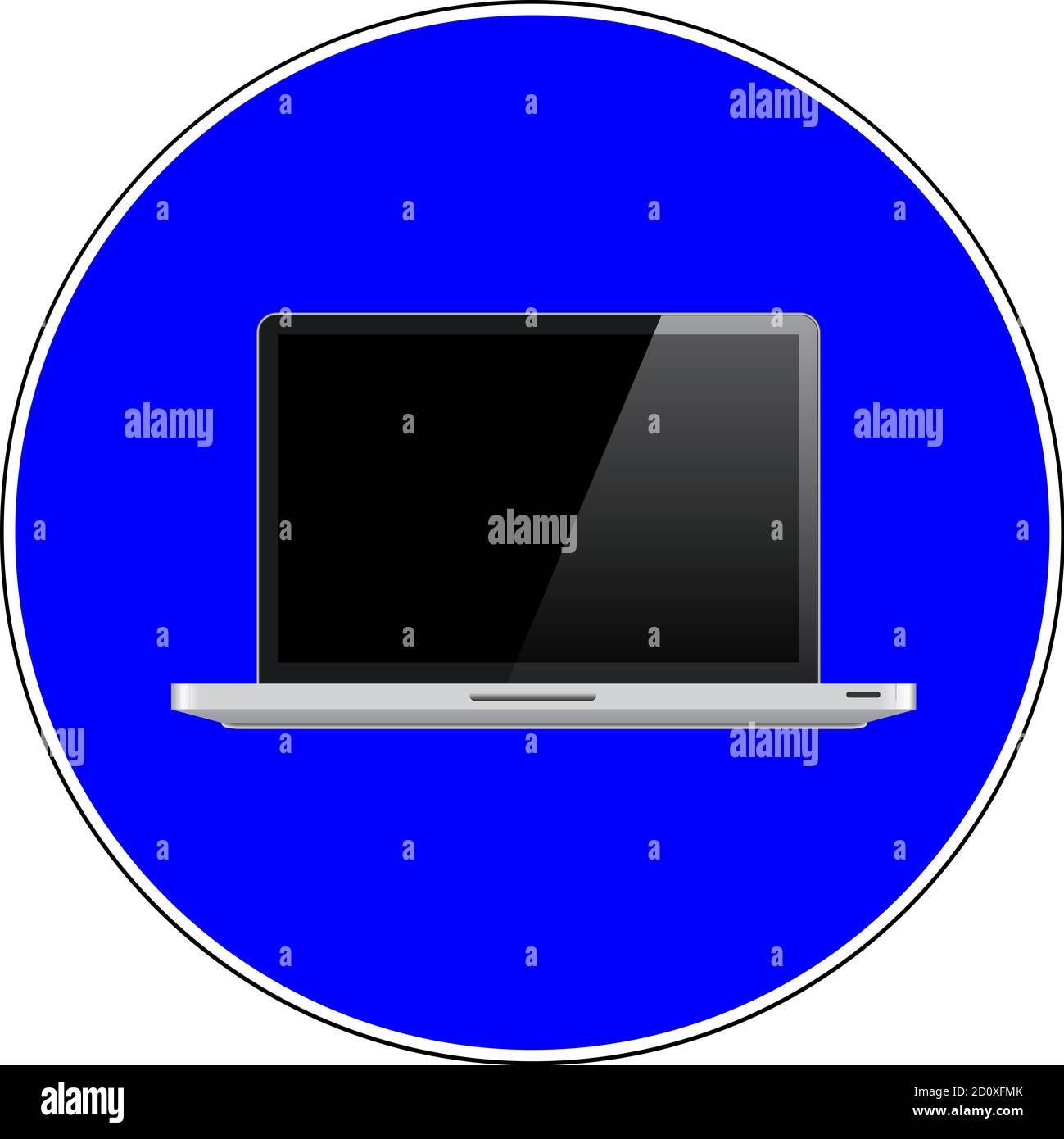 Laptop allowed blue sign Stock Photo - Alamy