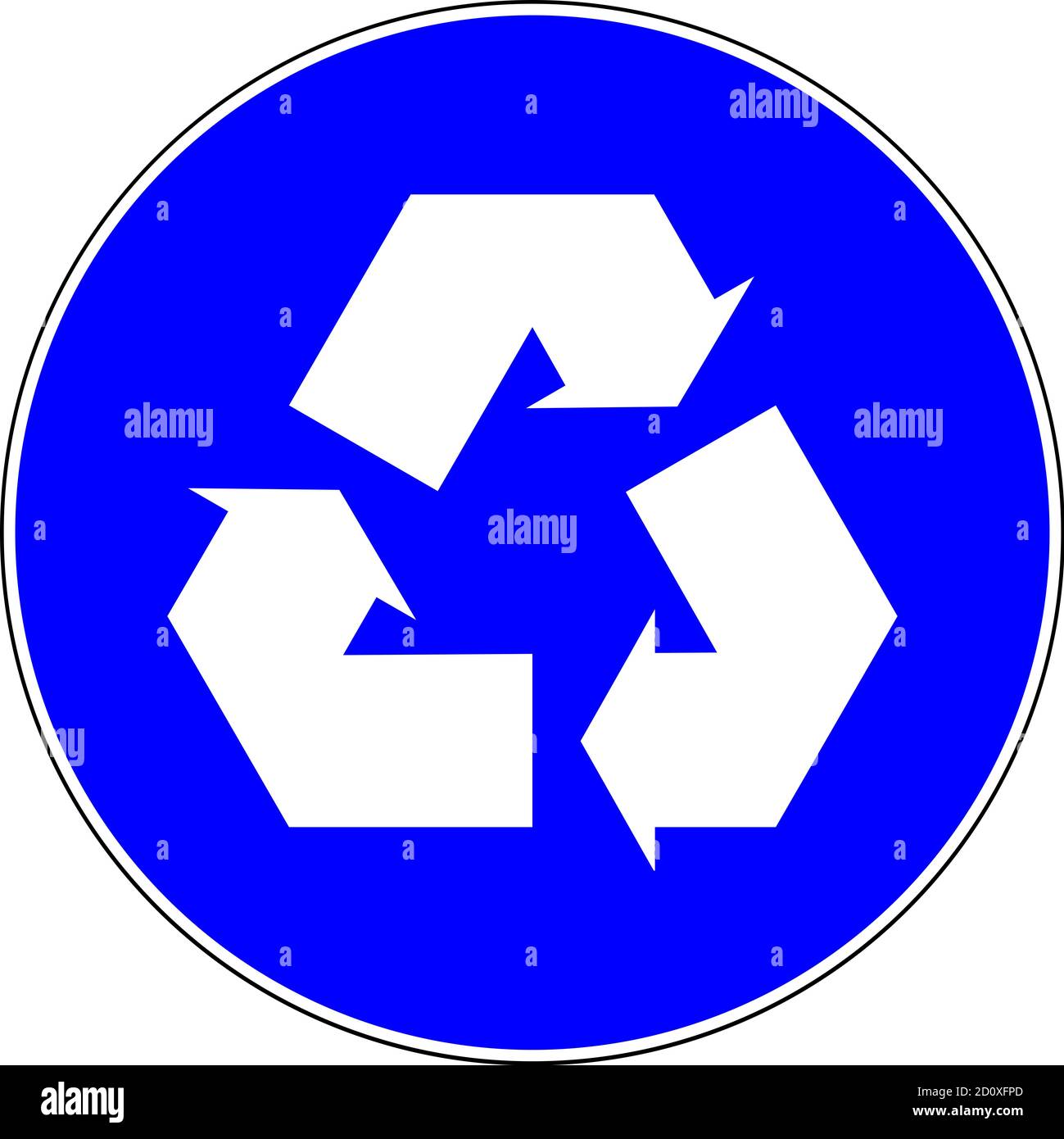 Recycle blue sign on white background Stock Photo - Alamy