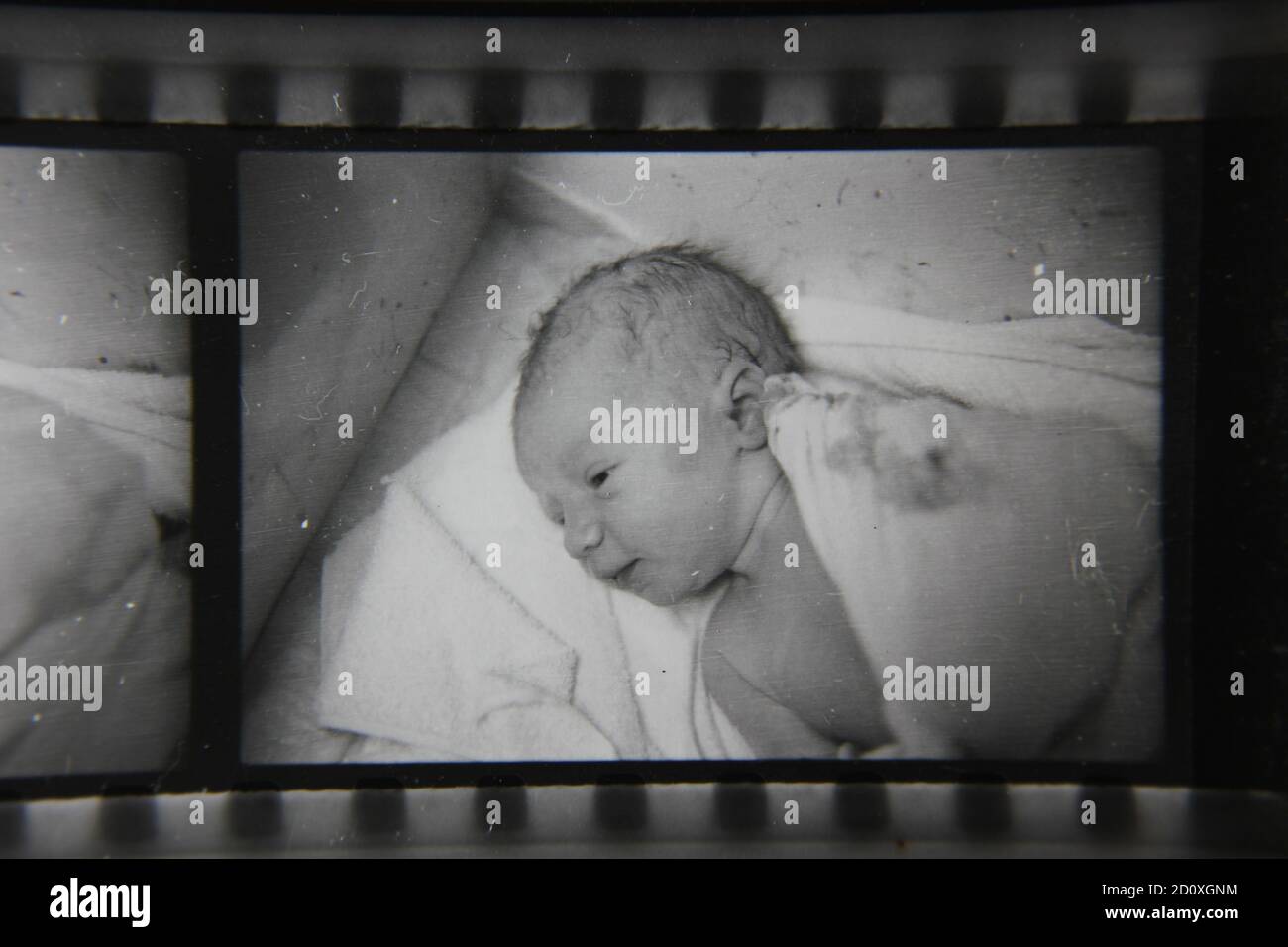 Fine 1970s vintage black and white photography of a newborn baby still ...