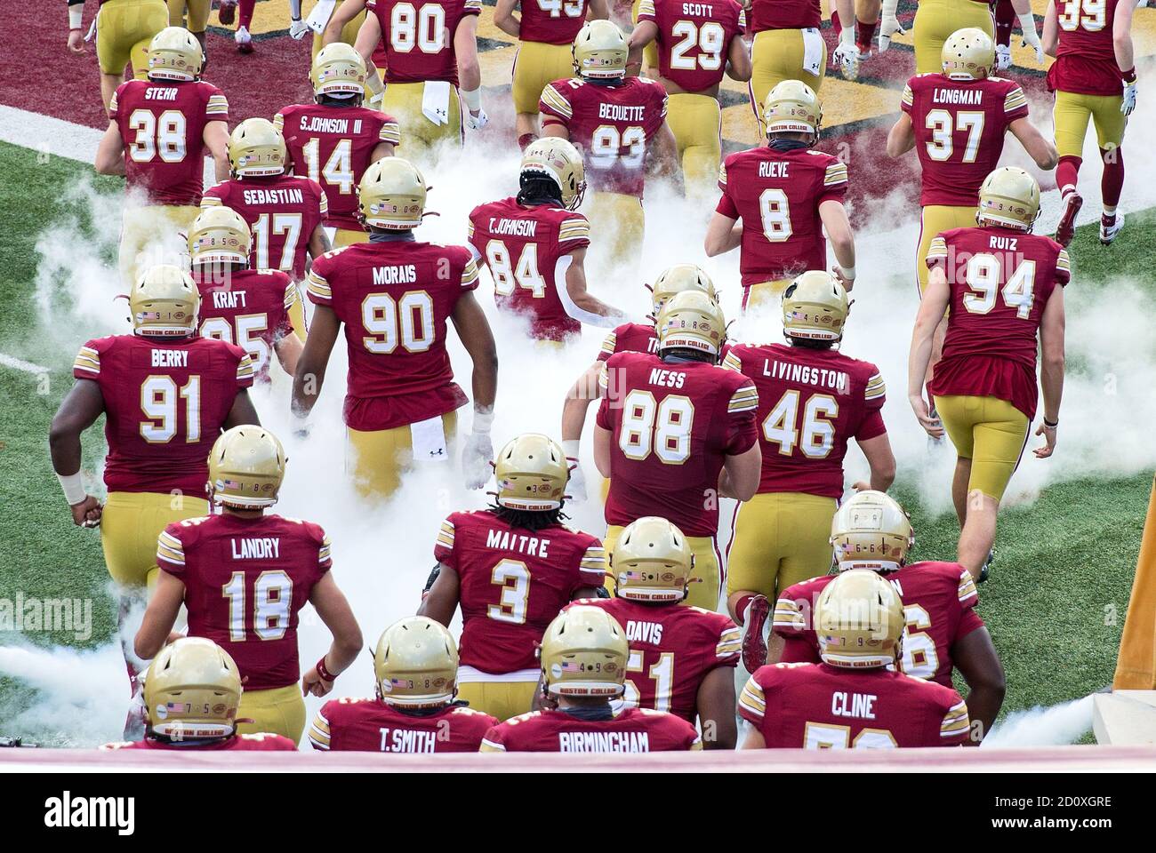 Alumni Stadium. 3rd Oct, 2020. MA, USA; Boston College Eagles players ...