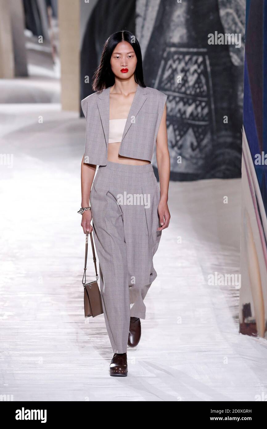 Paris, France. 3rd Oct, 2020. A model presents a creation by HERMES ...
