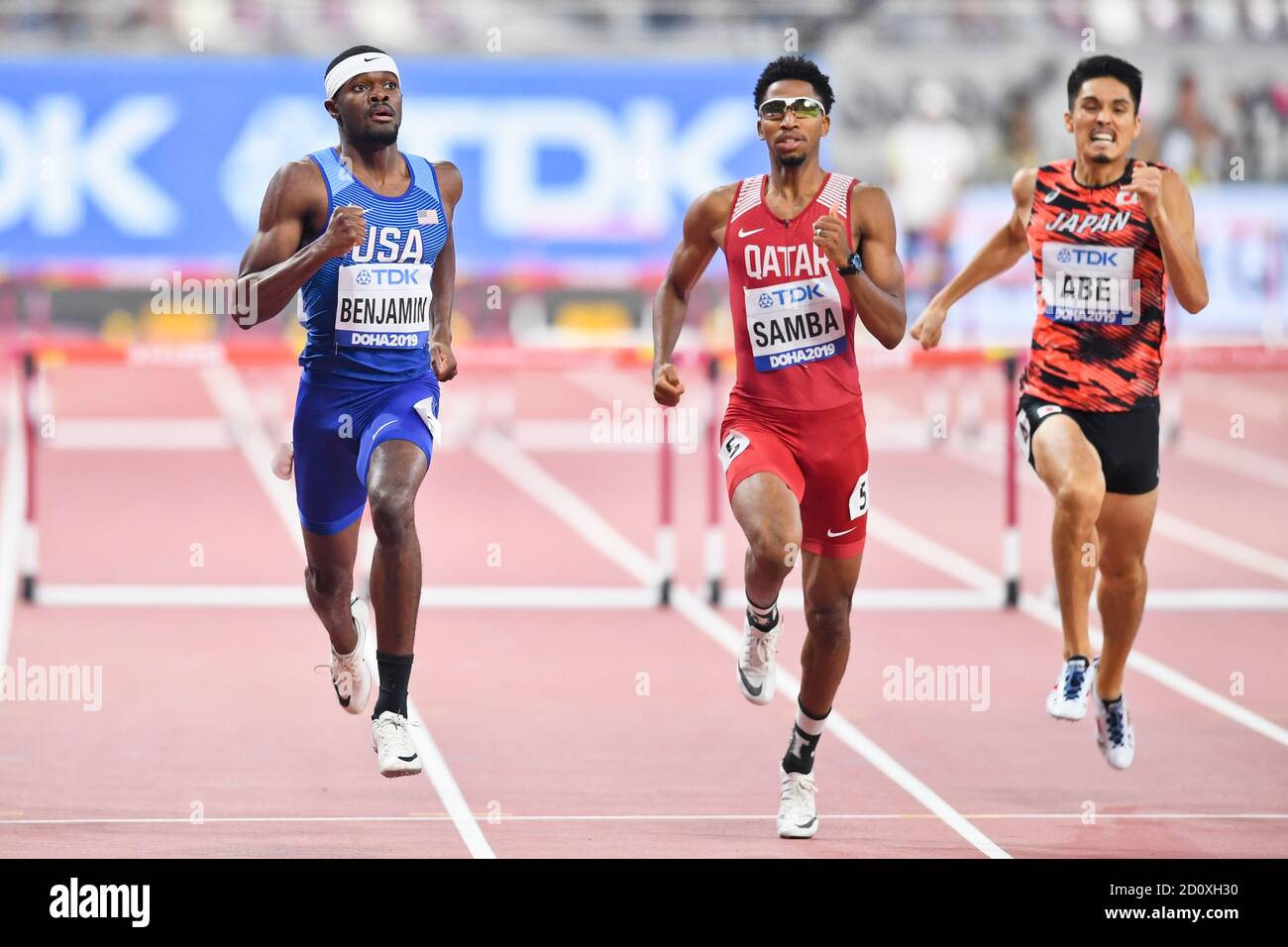 Rai Banjamin (USA), Abderrahman Samba (QAT) Takatoshi Abe (JPN). 400 ...