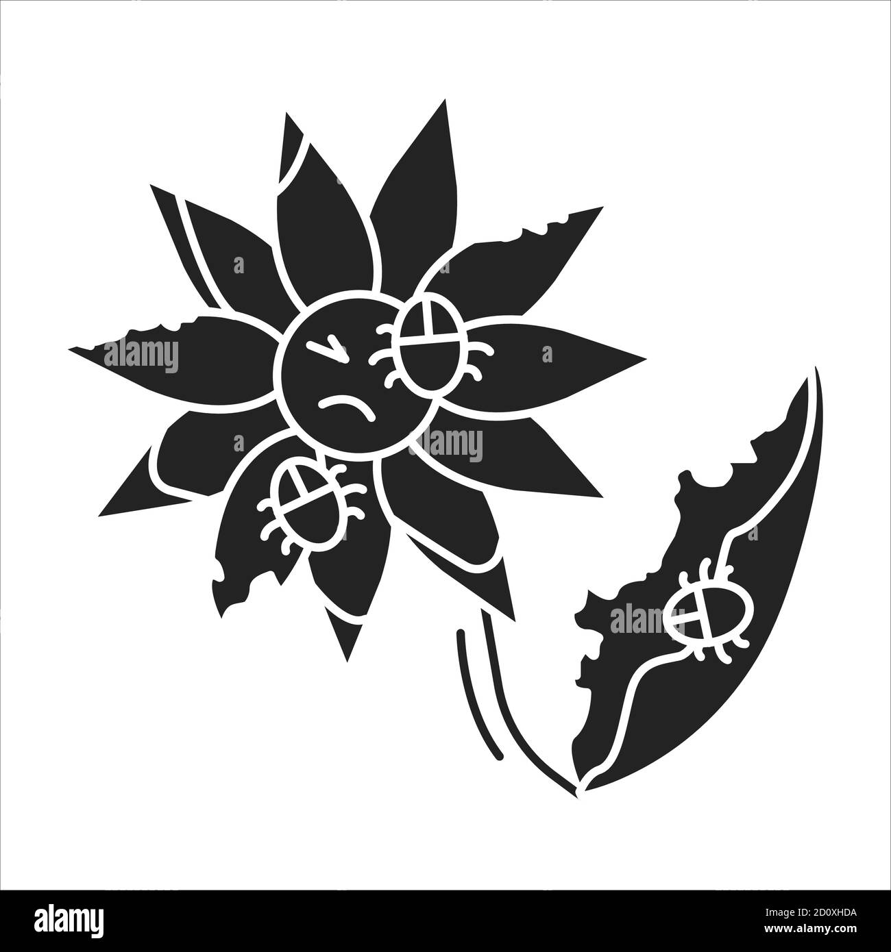 Pests and diseases in flower black glyph icon. Bacterias that destroy ...
