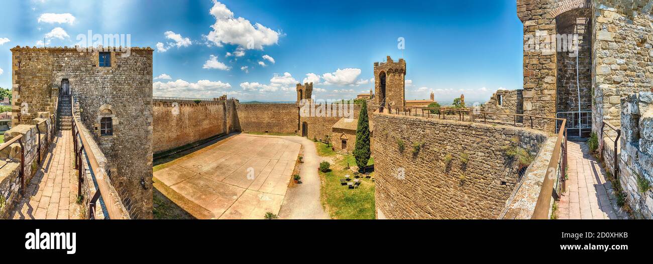 Interior panoramic view of a medieval italian fortress, iconic landmark ...
