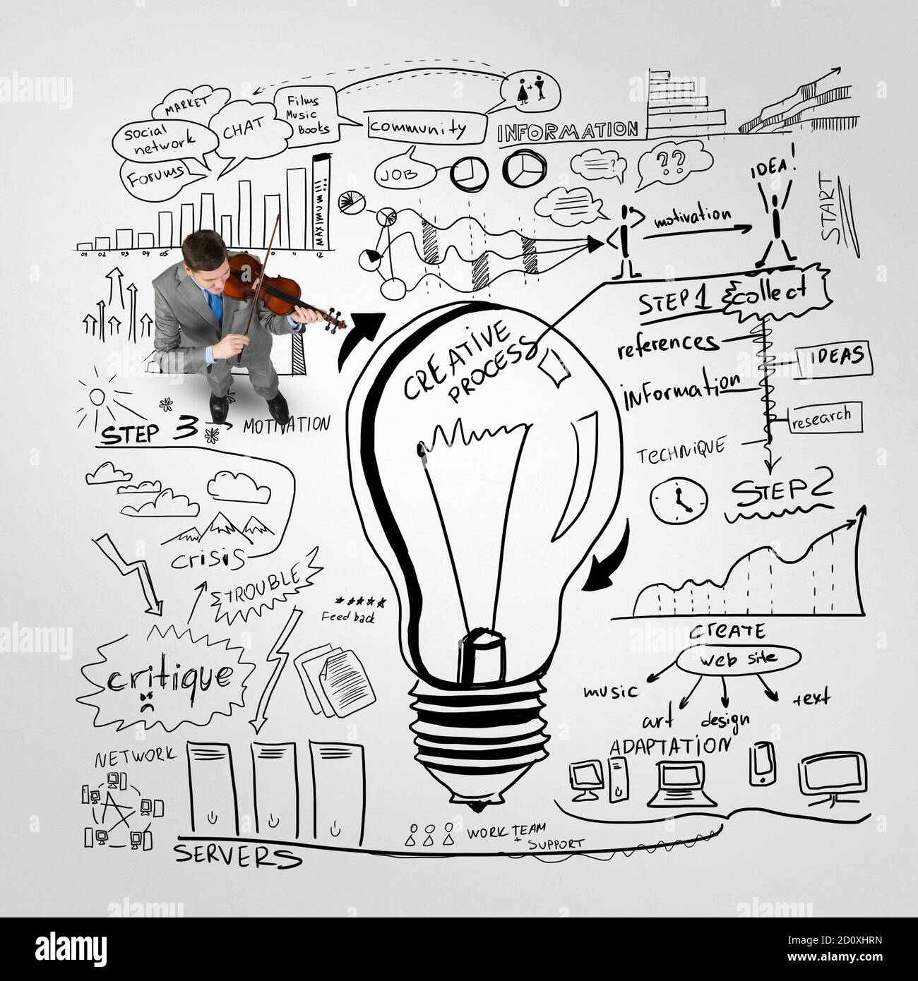 Businessman play success melody Stock Photo - Alamy