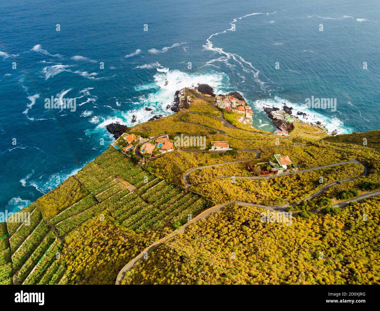 Aerial view of the shore and cliffs of the famous Tenerife island with ...