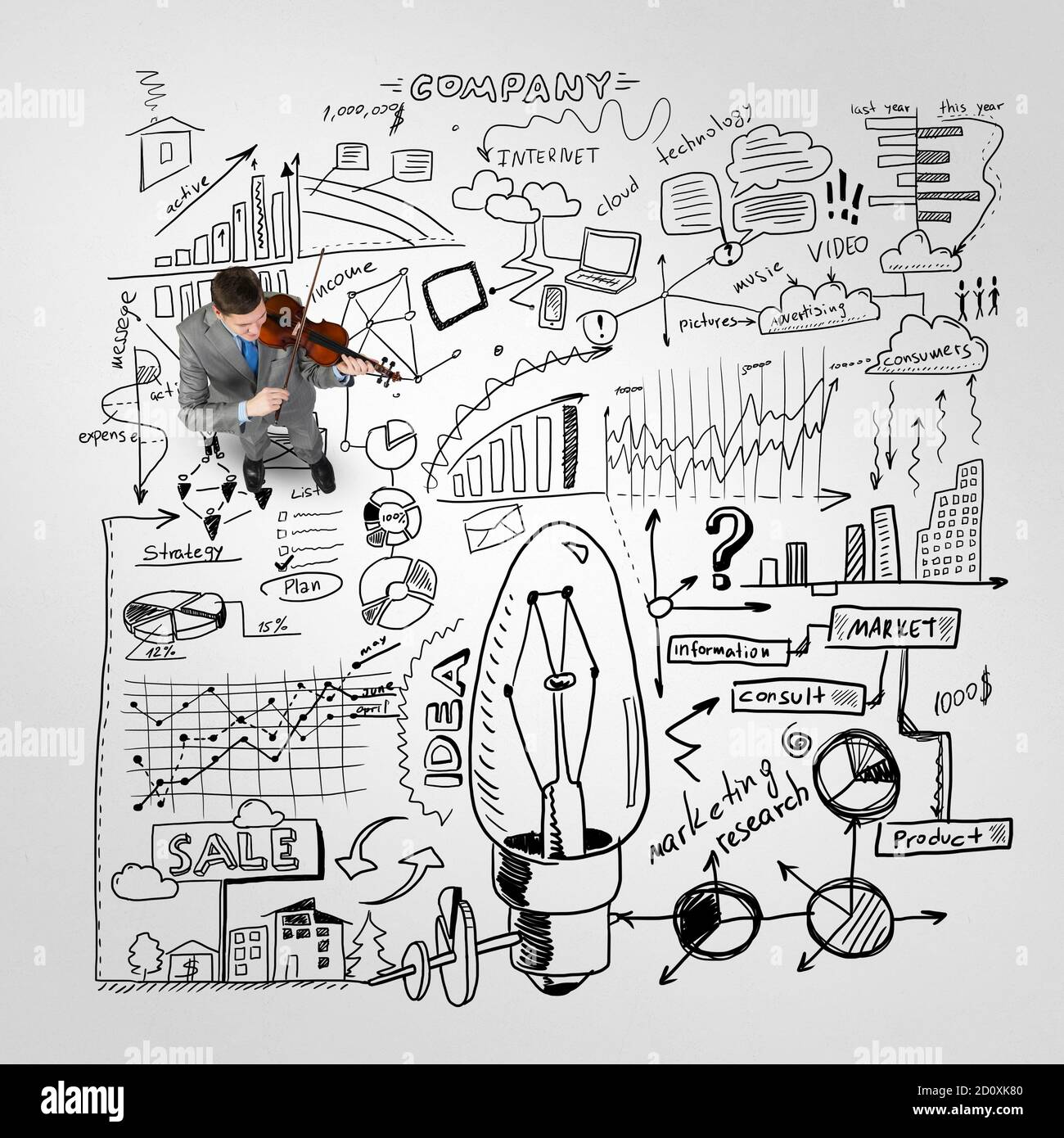 Businessman play success melody Stock Photo - Alamy