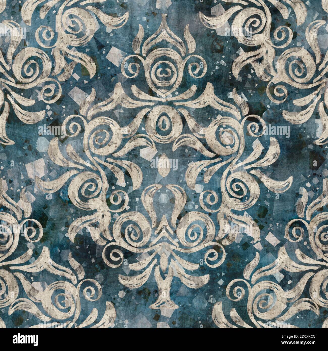 Chic formal grungy damask texture seamless pattern Stock Photo - Alamy