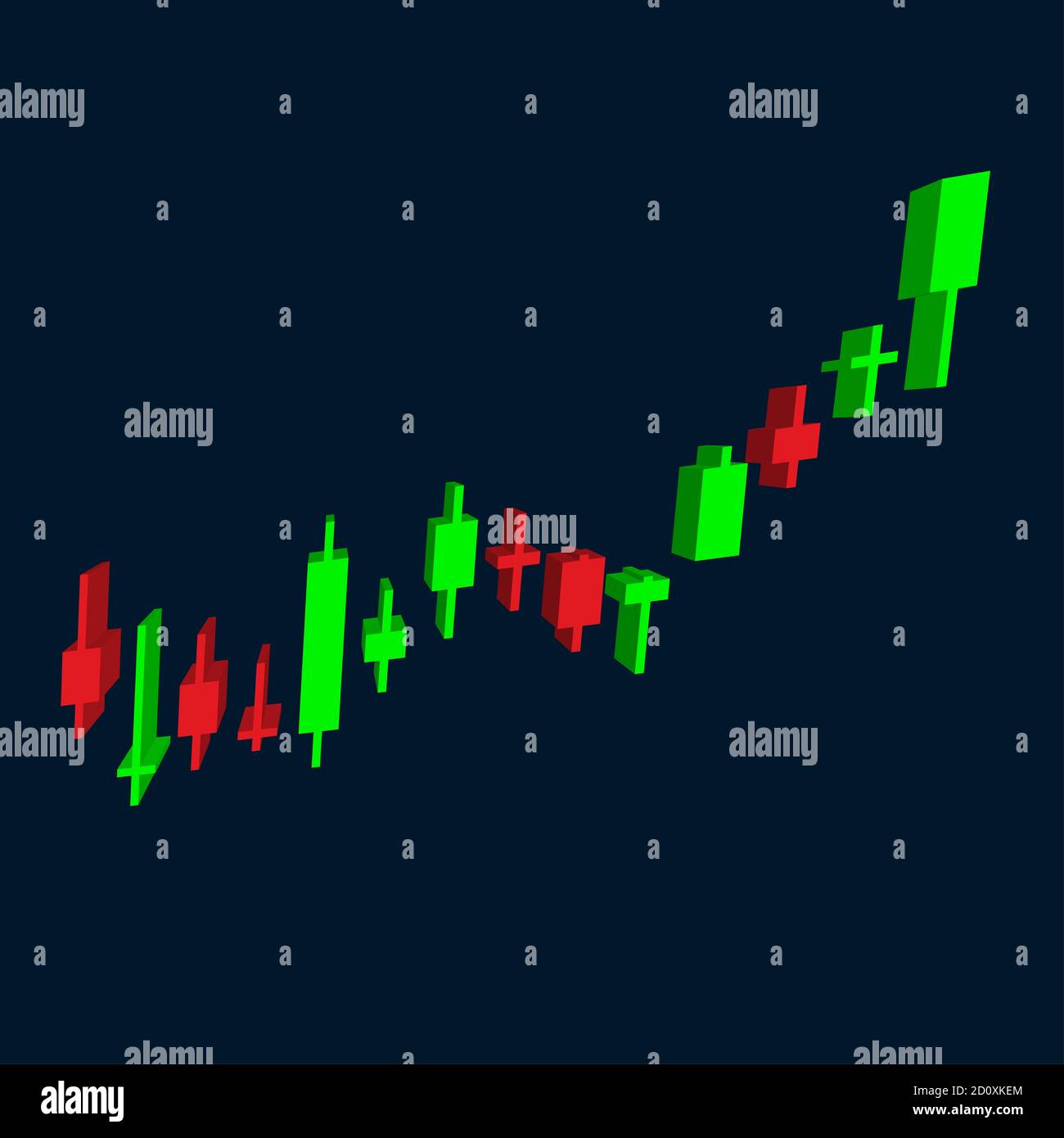 A stock market 3d candlestick chart upward trend pattern Stock Photo ...
