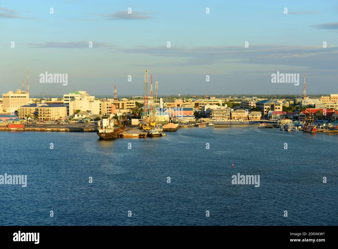 Aerial view of Port at George Town in Grand Cayman, Cayman Islands ...