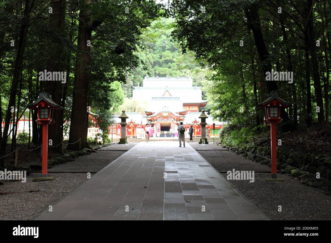 Entering main temple of Kirishima Jingu Shrine in Kagoshima. Taken in ...