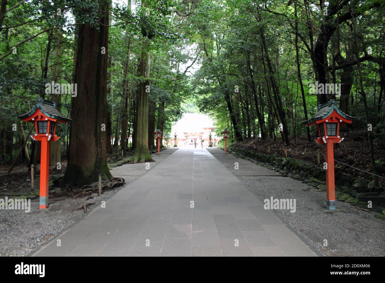 Entering main temple of Kirishima Jingu Shrine in Kagoshima. Taken in ...