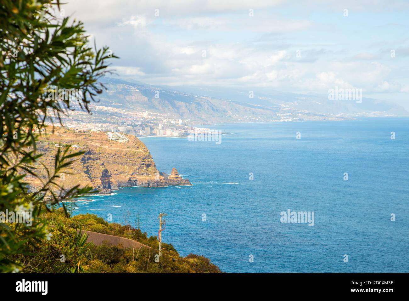 Aerial view of the Mighty shore and cliff on Tenerife island in Spain ...