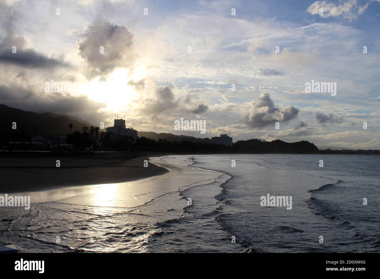 Sunset at Aoshima beach of Miyazaki, popular tourist destination. Taken ...