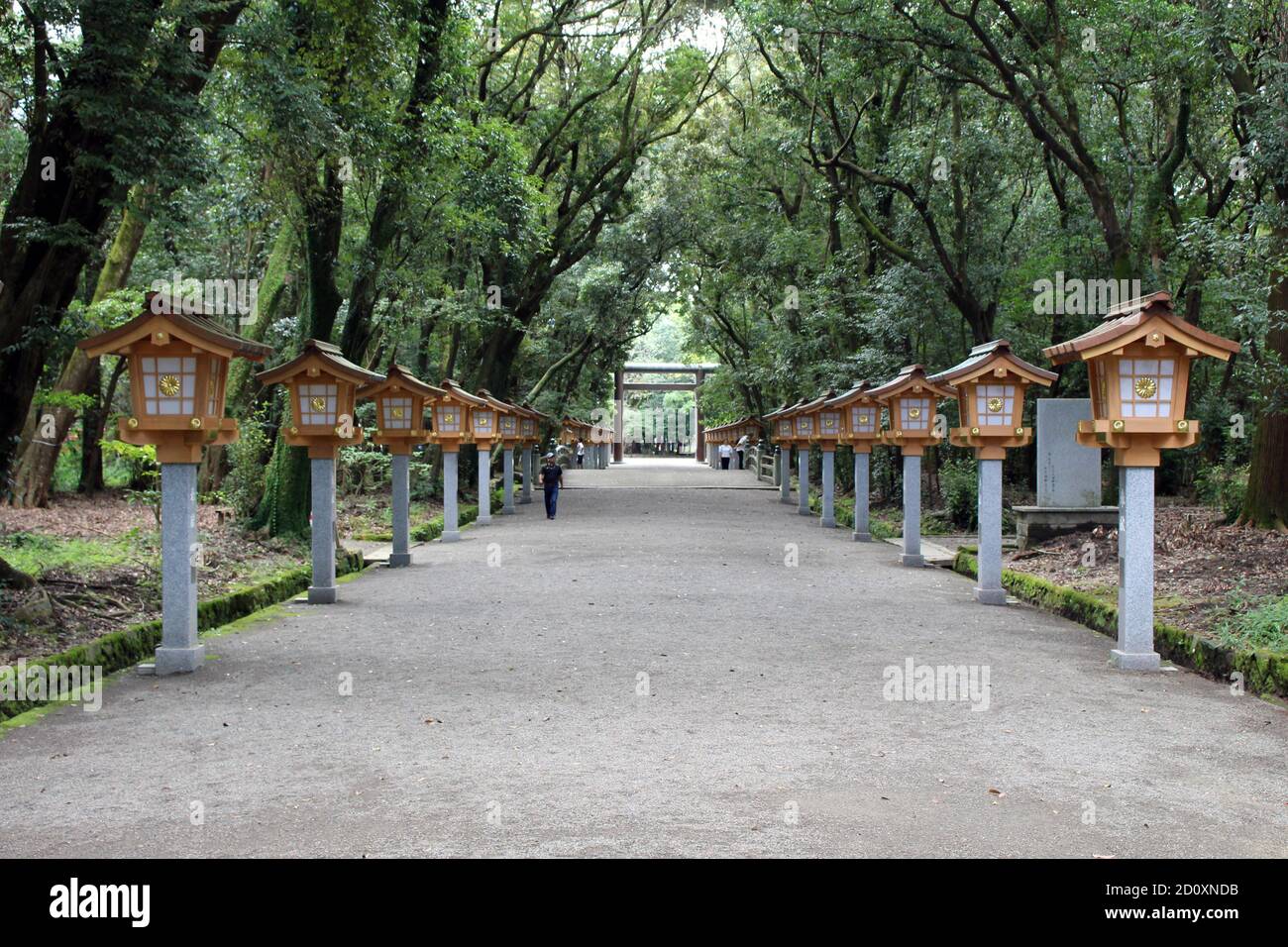 Japanese toro, traditional lighting, around the entrance to Miyazaki ...