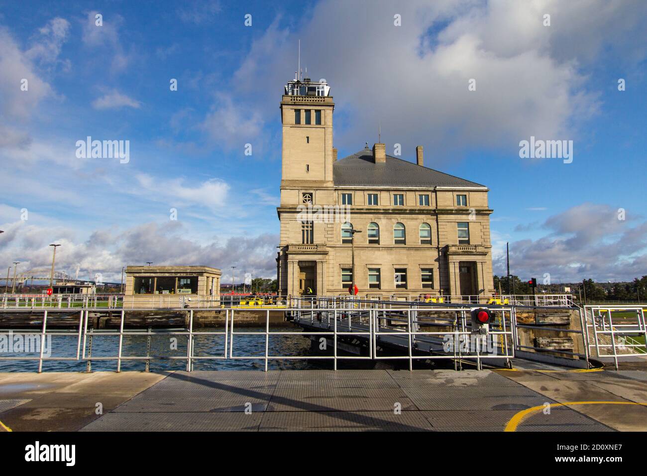 The Soo Locks in Michigan. The locks are one of the busiest shipping ...