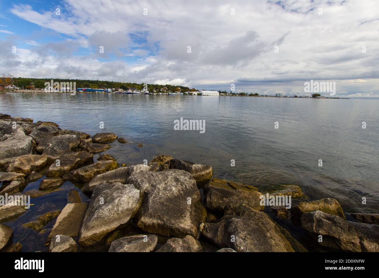 Small Great Lake coastal town of St. Ignace Michigan. Located on Lake ...