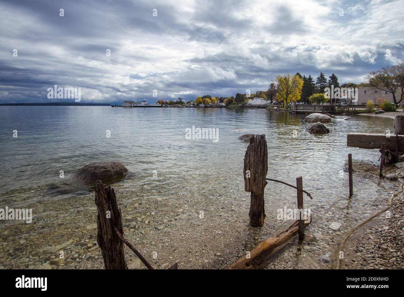 Small Great Lake coastal town of St. Ignace Michigan. Located on Lake ...