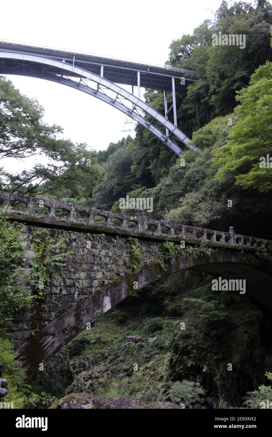Old and modern bridge around Takachiho Gorge in Miyazaki. Taken in ...