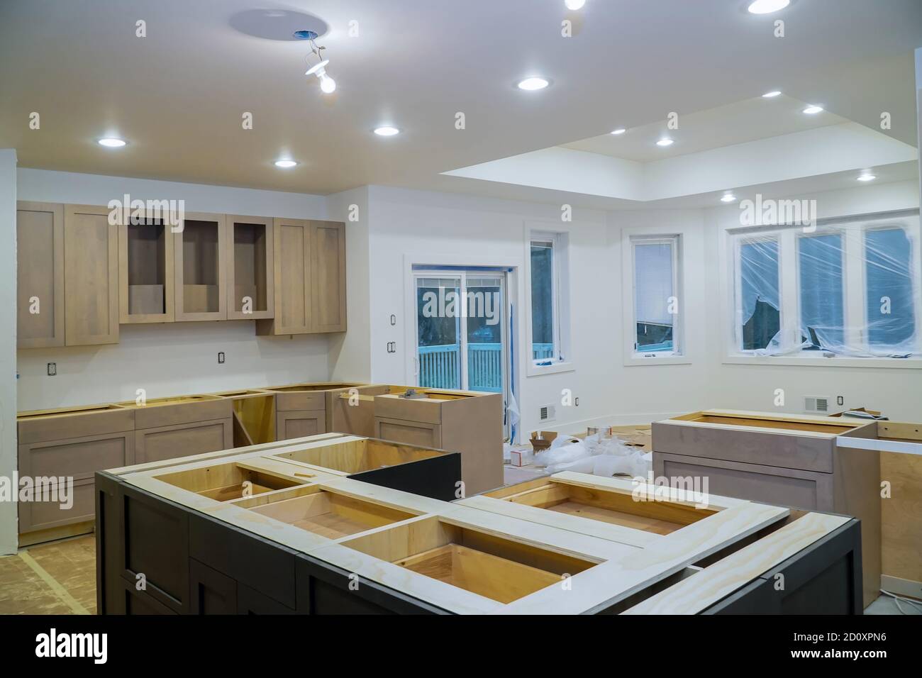 Interior design construction of kitchen remodel with cabinet maker ...