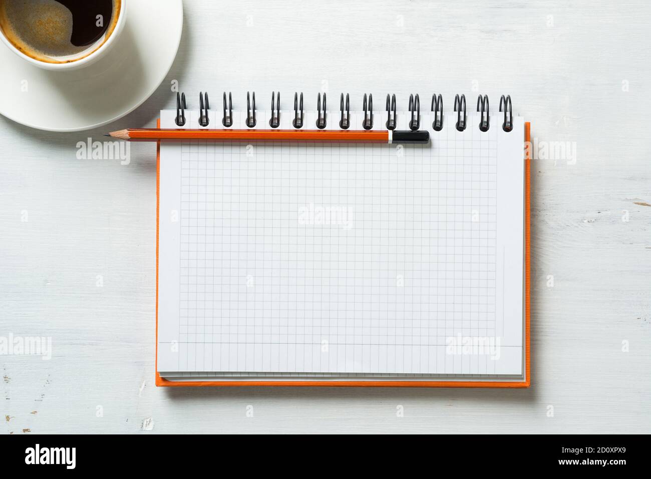 Coffee with notepad and pen Stock Photo - Alamy