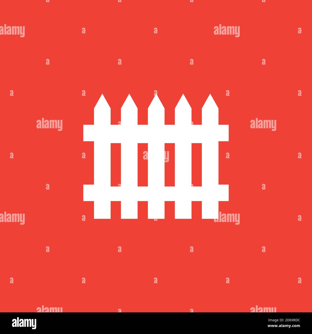 Fence Icon On Red Background. Red Flat Style Vector Illustration Stock ...
