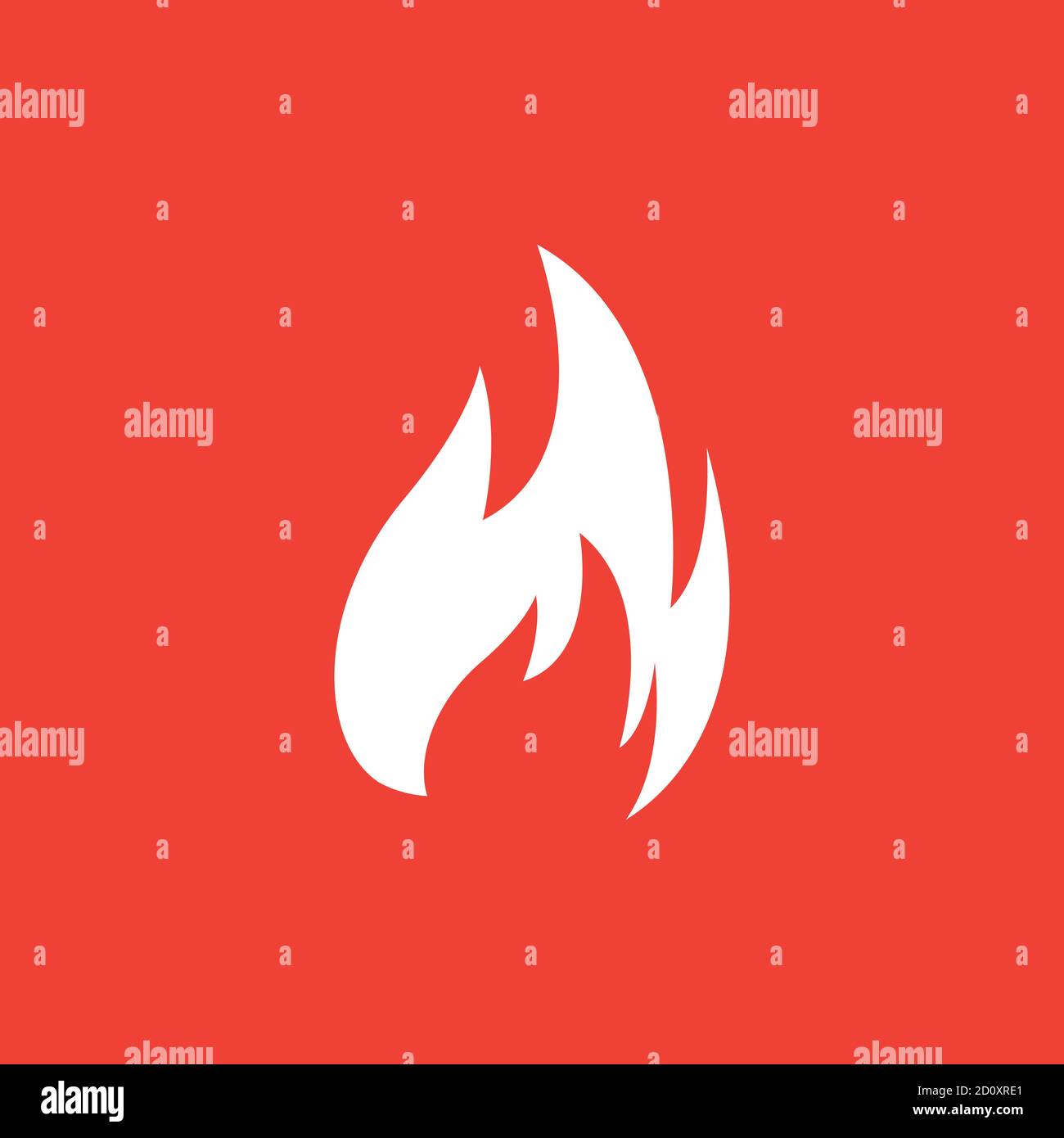 Fire Icon On Red Background. Red Flat Style Vector Illustration Stock ...