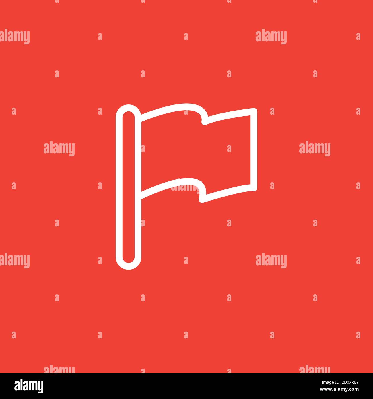 Flag Line Icon On Red Background. Red Flat Style Vector Illustration ...