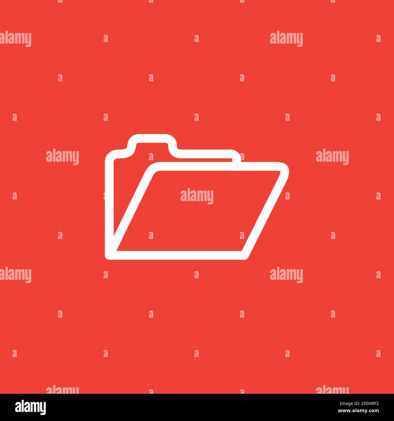 Folder Line Icon On Red Background. Red Flat Style Vector Illustration ...