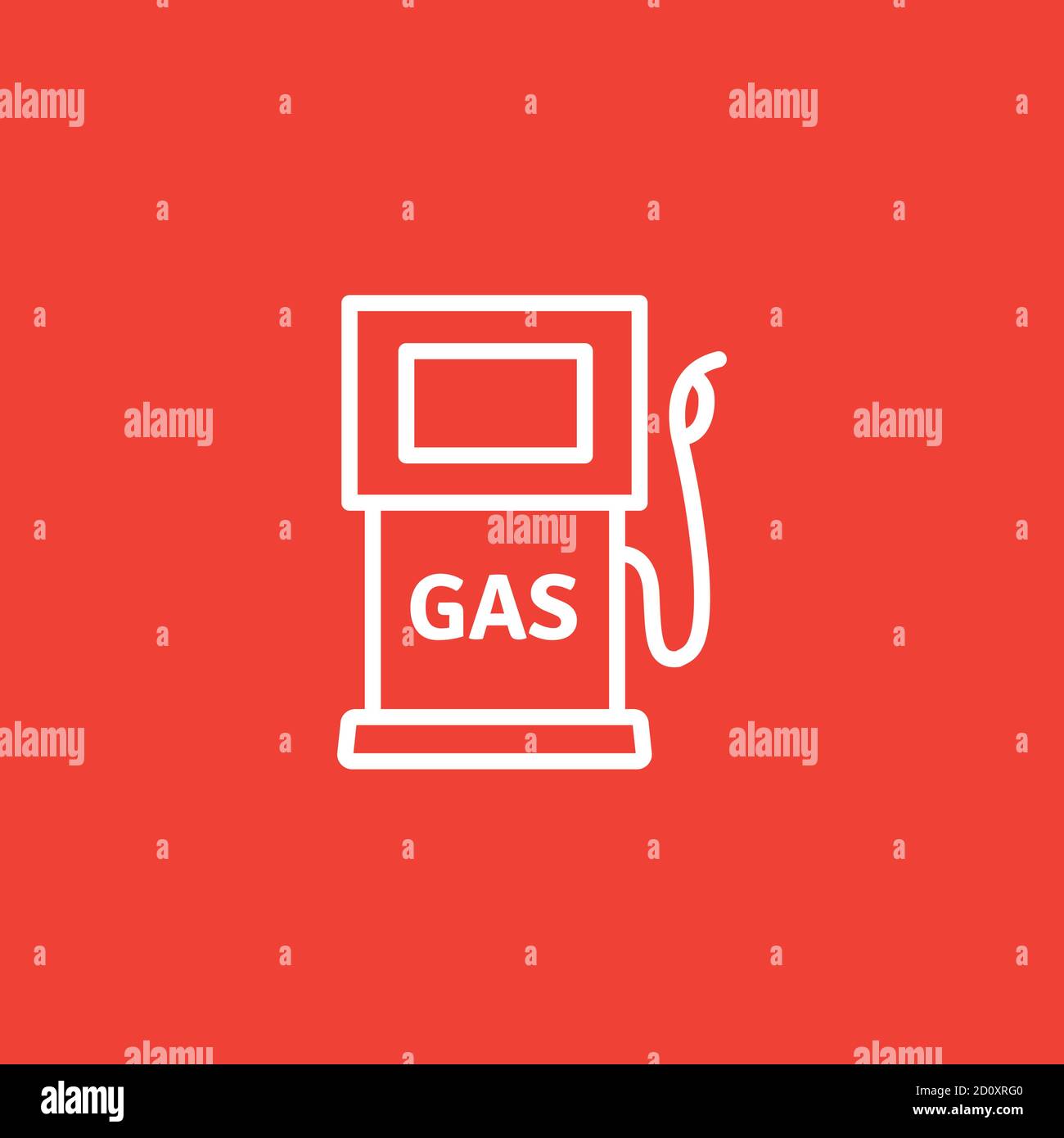 Gas Station Line Icon On Red Background. Red Flat Style Vector ...