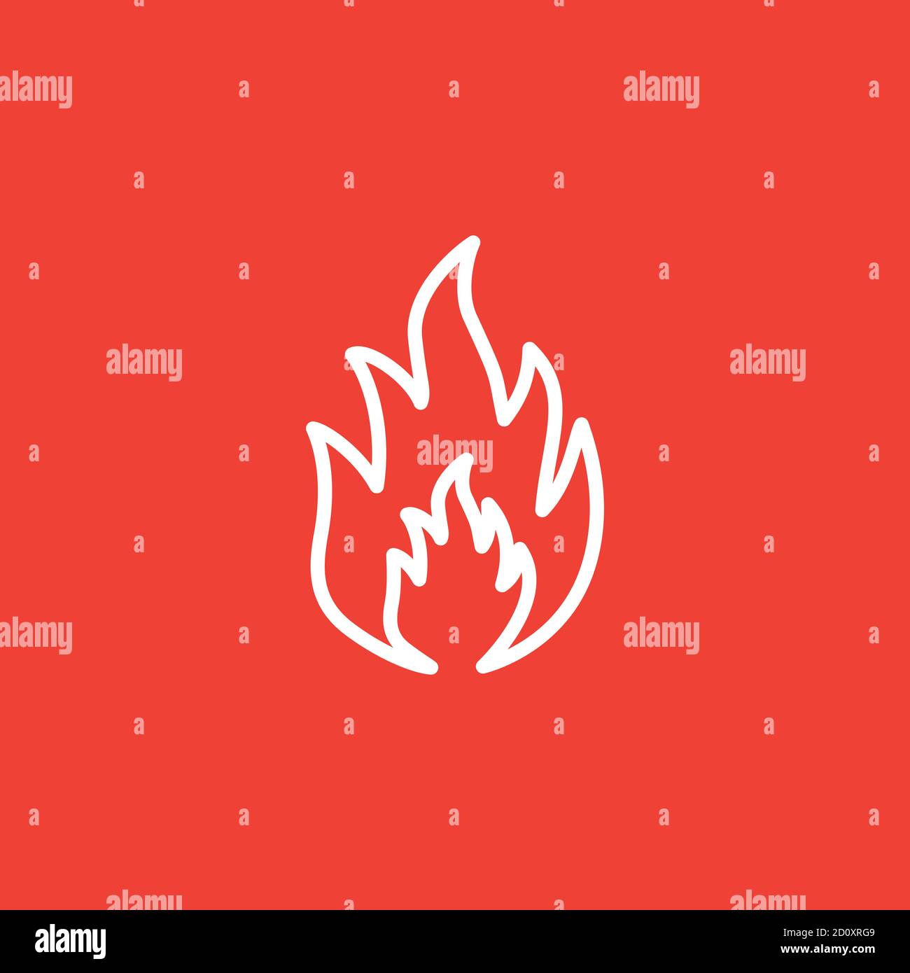 Fire Line Icon On Red Background. Red Flat Style Vector Illustration ...