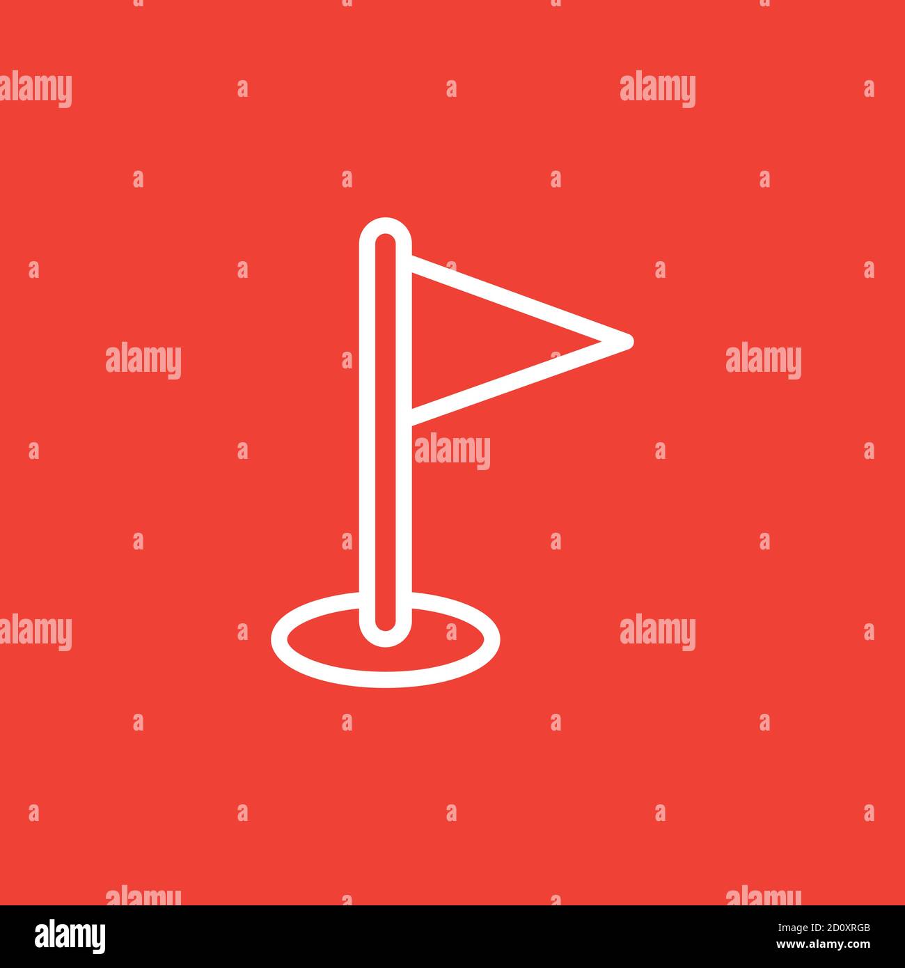 Flag Line Icon On Red Background. Red Flat Style Vector Illustration ...