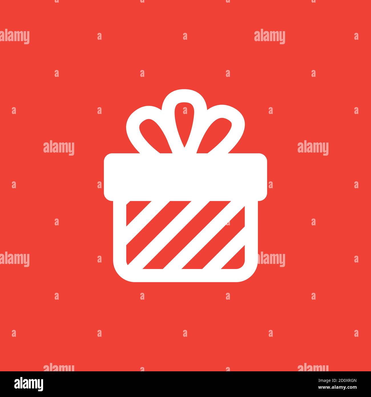 Gift Box Icon On Red Background. Red Flat Style Vector Illustration ...